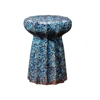 18.5" Handmade Round Mixed Blue Ceramic Side Table - Bed Bath & Beyond ...