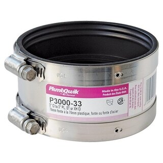 Fernco P3000-33 Pro-Flex Flexible Shielded Pipe Transition Coupling, 3 ...