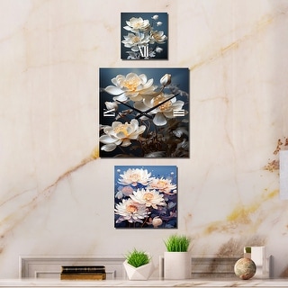 Designart "Lotus Bliss Unveiled" Lotus Clock For Office Décor - Large ...