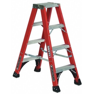 Twin Stepladder: 4 ft Ladder Ht, 3 Steps, 375 lb, 37 1/2 in Base Spread ...