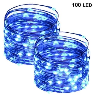 33FT 100 LED Copper Wire String Lights Blue - Medium - Bed Bath ...