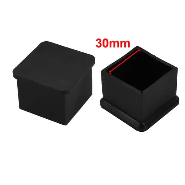 4pcs 30mm x 30mm Pipe Tube Insert Chair Leg Cap Square Black PVC Tubing ...
