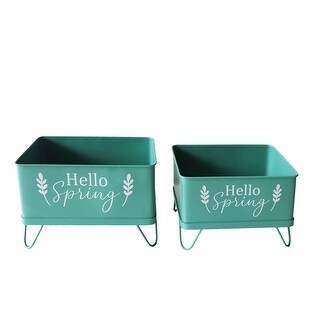 VIP Metal 12 in. Green Flower Box with Hair Pin Legs Set of 2 - Bed ...