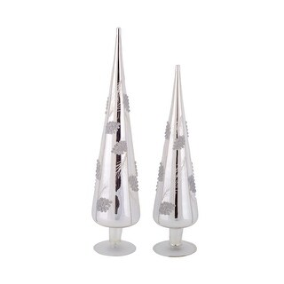 Set of 2 Silver Pine Cone Glass Finial Christmas Tree Toppers 17.75 ...