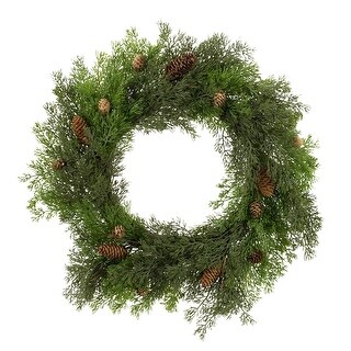 Seasonal Abode Pine Wreath and Pine Cones - 24" - Green - Bed Bath ...