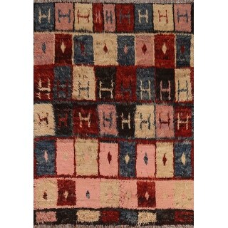 Checked Modern Moroccan Berber Area Rug Handmade Wool Carpet - 5'8" x 7 ...