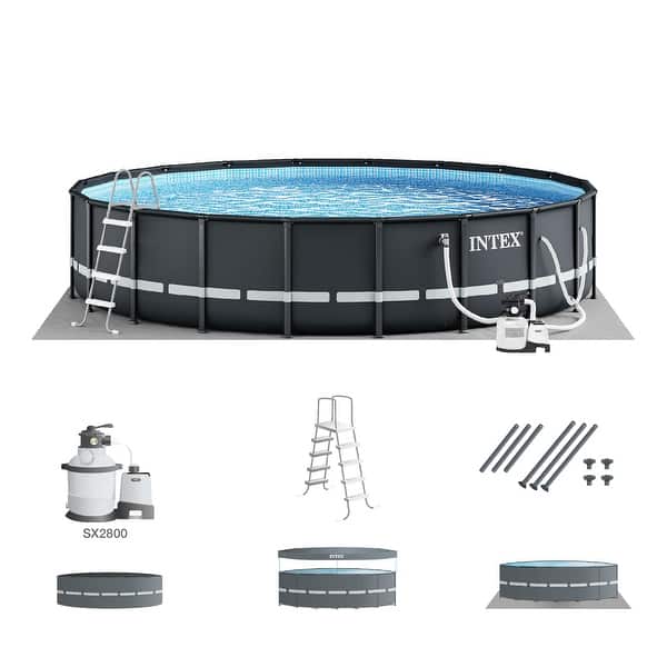 Intex Ultra Frame 26 Foot x 52 Inch Round Above Ground Outdoor Swimming ...