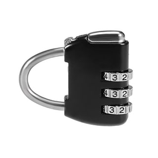 3 Digit Combination Padlock, 4mm Shackle Dia, Luggage Padlocks Black ...