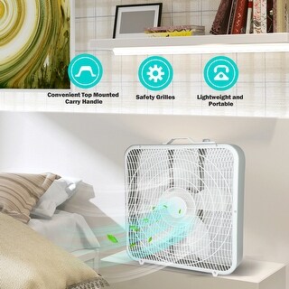 20” Box Fan, 3-Speed Cooling Table Fan with Aerodynamic Shaped Fan ...