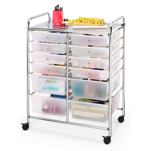 Whitmor 12-Drawer Storage Cart - Chrome and Plastic - On Sale - Bed ...