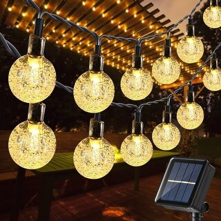 Solar String Lights LED Globe Crystall Ball Lights with Modes - 2 Pack ...