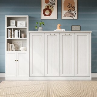 Full Size Horizontal Murphy Bed Hideaway Wall Bed with 1 Side Shelf ...