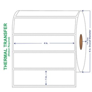 4" x 1" General Use Labels, w/ Perf Thermal Transfer Labels, Perforated ...