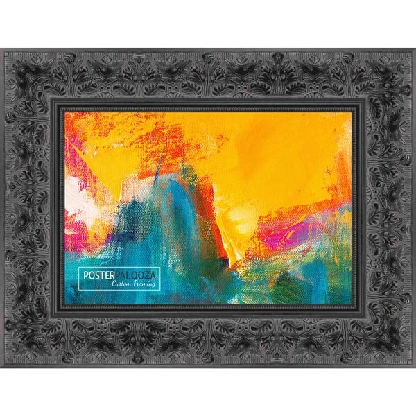 32x24 Ornate Black Complete Wood Picture Frame with UV Acrylic, Foam ...