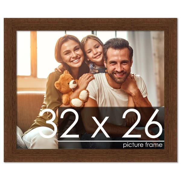 32x26 Traditional Walnut Wood Picture Frame - UV Acrylic, Foam Board ...