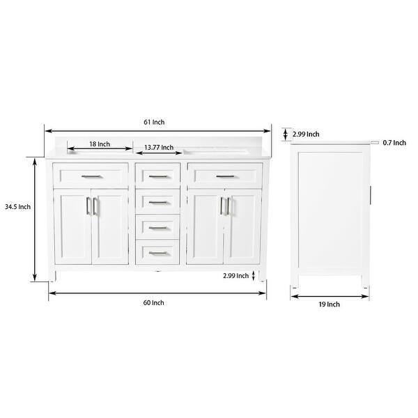 Acroma 60'' Fully Assembled Bathroom Vanity Set with Ceramic Double ...