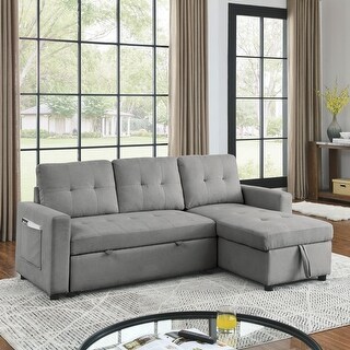 L-Shape Upholstered Sleeper Sofa Bed with Chaise and Side Pocket - Bed ...