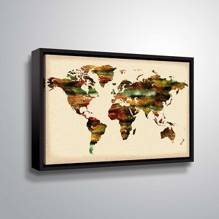 Terrestrial World map by Irina Sztukowski Gallery Wrapped Floater ...