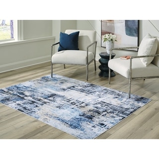 Signature Design by Ashley Bethelann Blue Machine Washable Rug - Bed ...