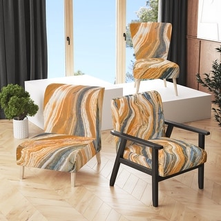 Designart "Segment Layers Of Marbled Rock" Upholstered Mid-Century ...