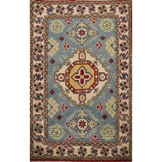 Traditional Light Blue Kazak Foyer Rug Handmade Wool Carpet - 2'8" x 4 ...