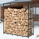 Tall Metal Firewood Wood Log Store Rack Storage Stand with Top Cover ...