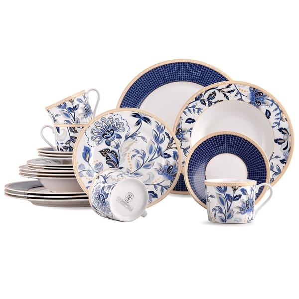 STP Goods Melody of Flowers Bone China Dinnerware Set of 20 for 4 pers ...