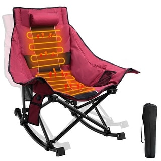 Heated Rocking Camping Chair, XL Oversized Rocking Chair Outdoor ...
