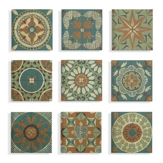 Stupell Tile Painting Pattern Orange Blue Abstract Designs, 9pc Multi ...