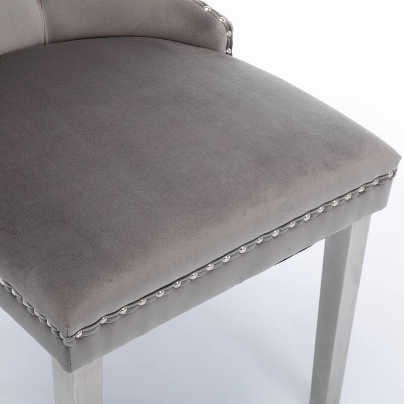 High End Tufted Solid Wood Velvet Upholstered Dining Chair With Chrome