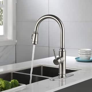 Stainless Steel Single Handle Pull-Down Kitchen Faucet - 10" x 17.3" x ...