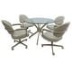 Dinette Set with 4 Swivel Caster Dining Chairs Glass Table M70 Beige - Bed Bath & Beyond - 22723801