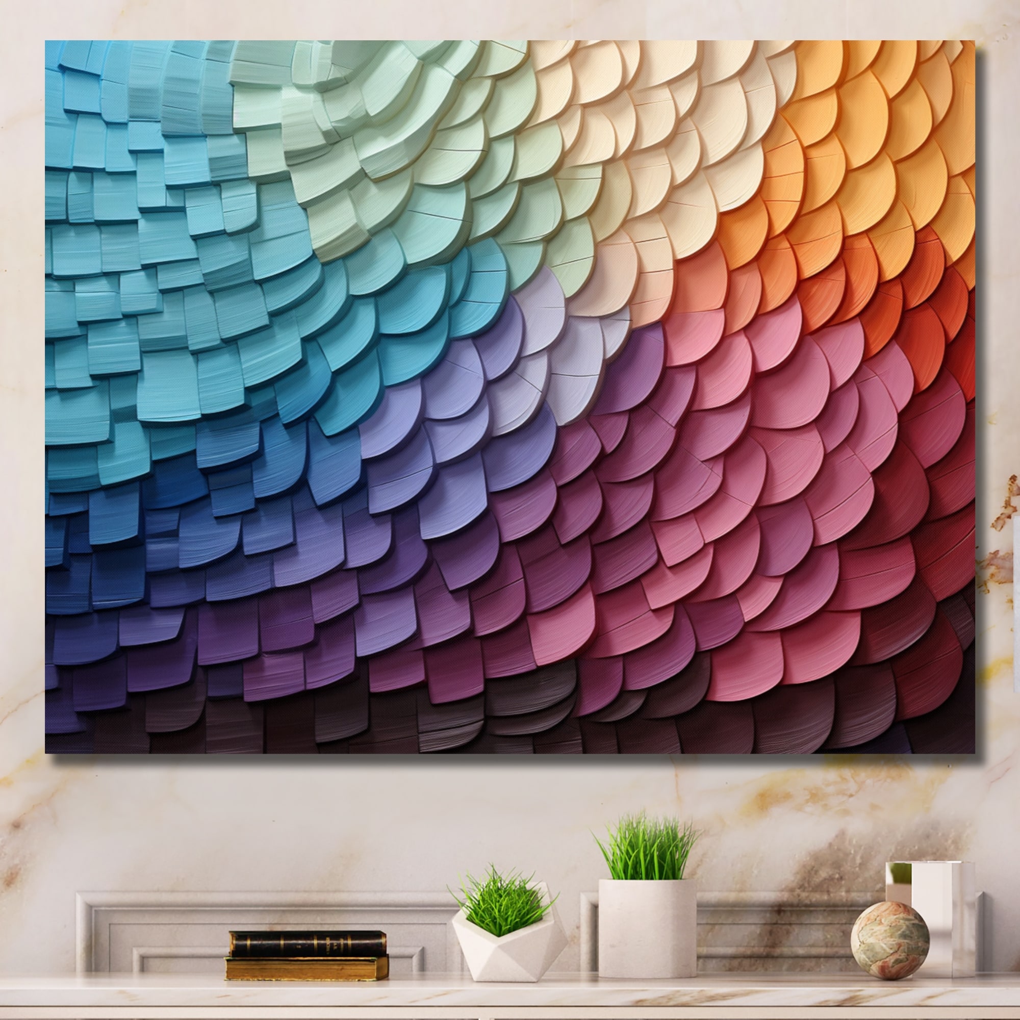 Designart "Opt Art Radiant Spectrum I" Op Art Canvas Art Print - Bed ...