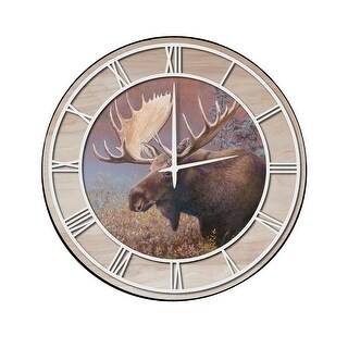 Wall Clock with Natural Woodgrain Accent - Chocolate Moose - White ...