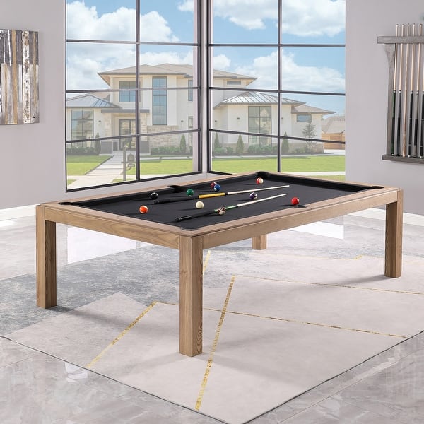 Olivia 8ft Vintage Ash Billiard Slate Pool Table with Dining Top - On ...