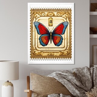 Designart "Retro Illustration Of Blue Butterfly" Animals Butterfly ...