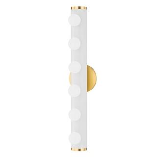 Mitzi By Hudson Valley Penny 6 Light Bath Bracket Aged Brass - White ...