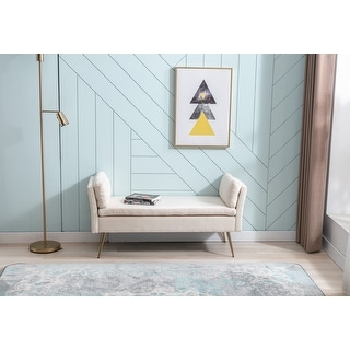 Modern Polyester Fabric Bench With Metal Legs - Bed Bath & Beyond ...