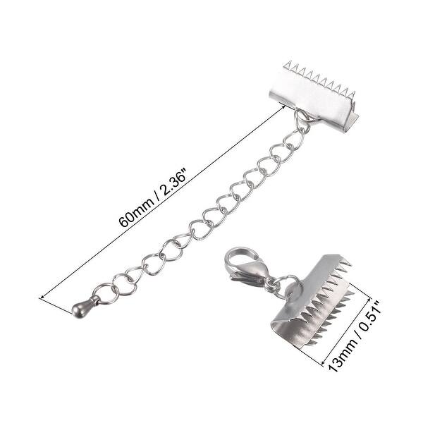 5 Sets Ribbon Crimp Clamp Ends w Lobster Claw Clasps & Extension Chain ...