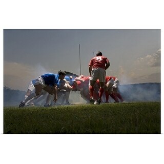 "Rugby players in scrum on pitch, ground view" Poster Print - Multi ...