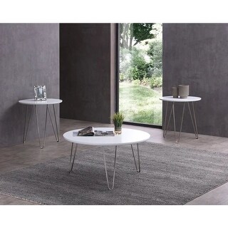 Forbes 24-inch Diameter Round Side Accent Table with Steel Base - Bed ...