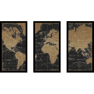 "Mappemonde Borderless Black Gold" 3 Piece Print on Acrylic - Bed Bath ...