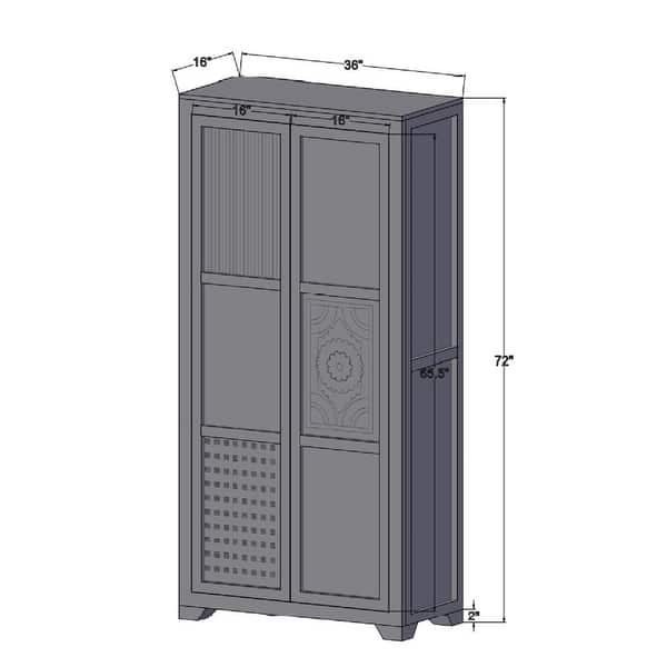 Flute 2-door 36-inch solid wood wardrobe in natural distressed finish ...