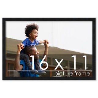 16x11 Contemporary Black Complete Wood Picture Frame with UV Acrylic ...