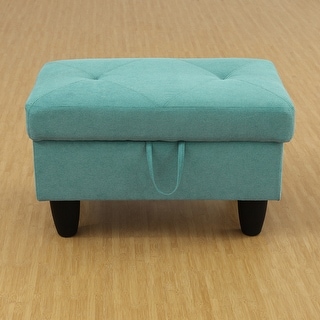 Green Linen Storage Ottoman Rectangle Footstool - Bed Bath & Beyond ...
