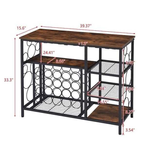 Kinbor Wine Rack Table w/ Glass Holder, Wine Bar Cabinent, Modern Wine ...