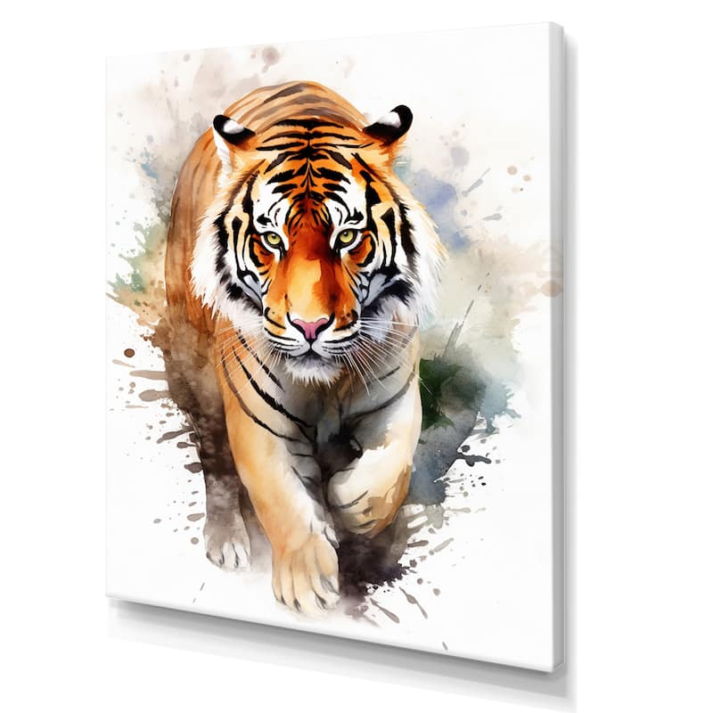 Designart "Portrait Of Tiger Watercolor I" Animals Tiger Wall Art ...