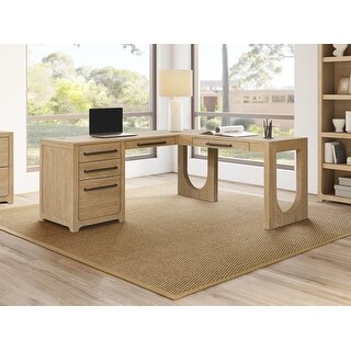 Modern Wood L-Shape Pedestal Desk with RHF Open Return, L-Shape Desk ...