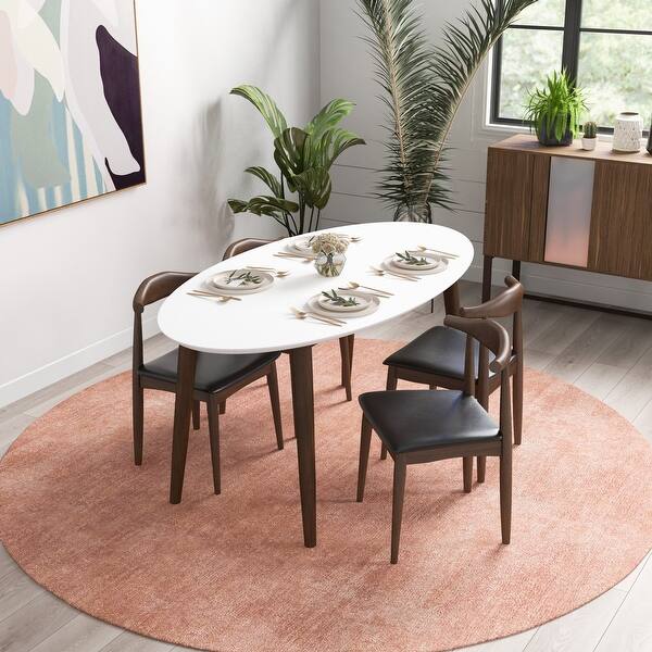 Arsland Modern Solid Wood Oval Dining Table and Chair Set Dining Room ...