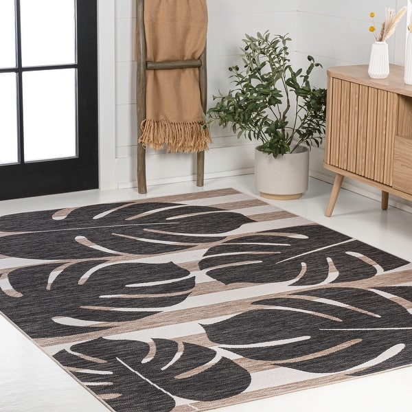 monstera leaf rug